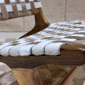 Checkered Chair Armchair - Moroccan Leather and Original Walnut Wood ...