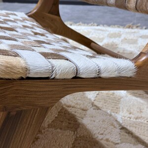 Checkered Chair Armchair - Moroccan Leather and Original Walnut Wood ...