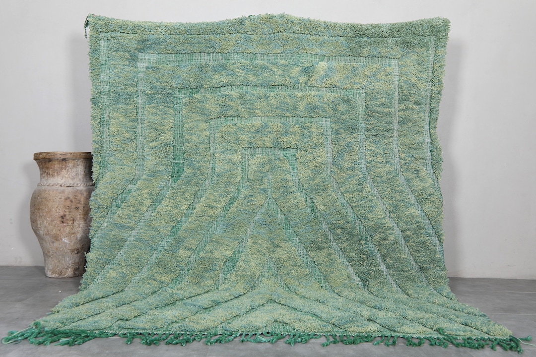 Moroccan Rug Green Handmade Rug Moroccan Berber Rug Beni Ourain Rug ...