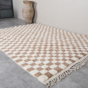 Checkered Brown Rug - Moroccan Rug - Checkered Rug - Brown Checkered ...