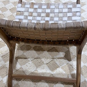 Checkered Chair Armchair - Moroccan Leather and Original Walnut Wood ...