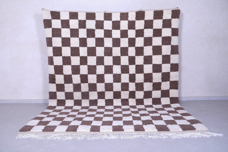 Checkered Brown Rug Moroccan Rug Checkered Brown Checkered - Etsy