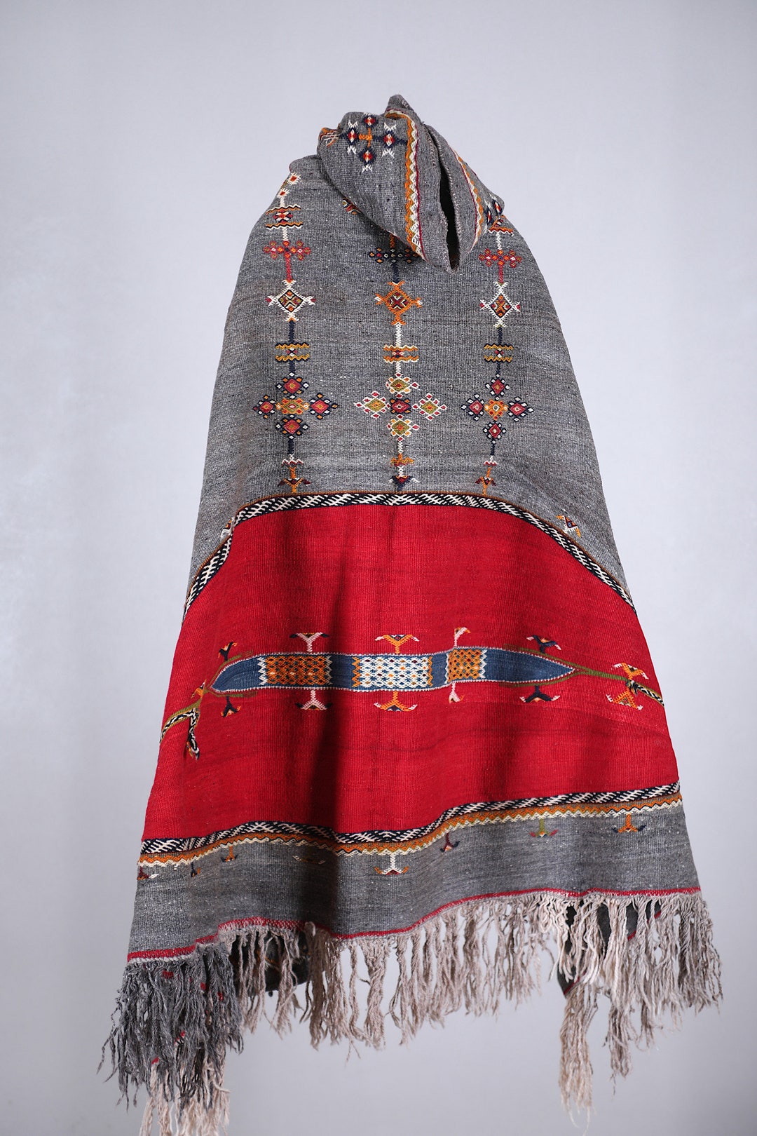 Gray Burnous Berber Burnous Berber Cape Moroccan Burnous Hooded Cape ...