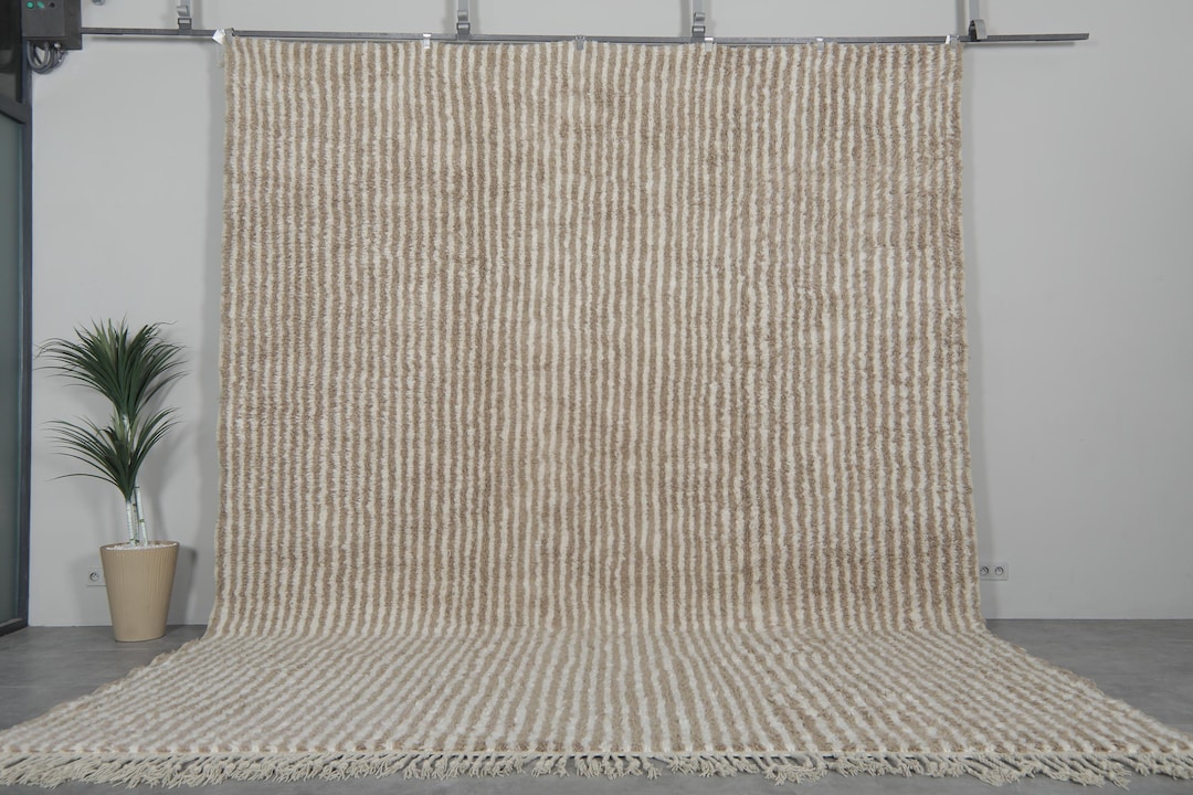 Moroccan Rug Minimalist Striped Design - Beni Ourain Rug - Handmade ...