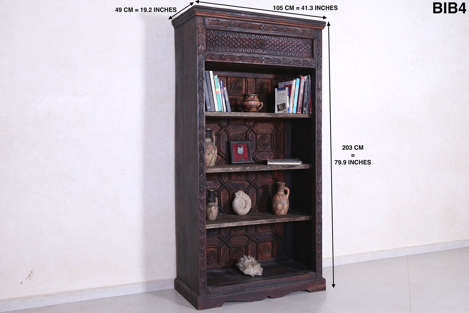 Wooden Library Handmade Library Wooden Bookshelf Home - Etsy
