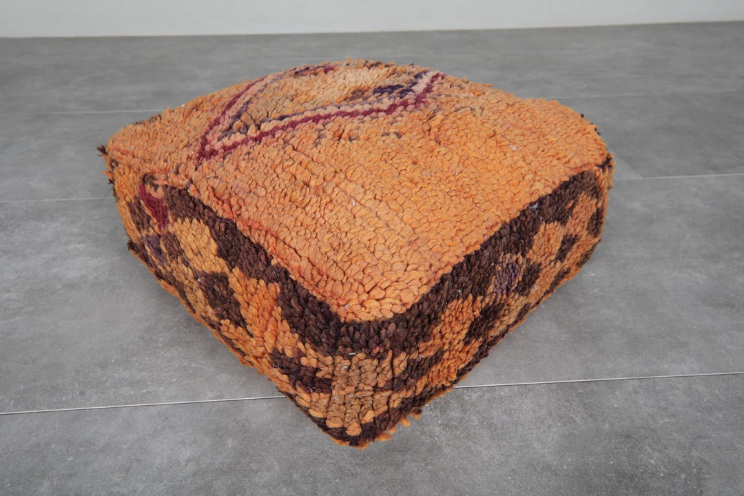 Ethnic Pouf Made From Handwoven Kilim - 24x24 Inch Boho Moroccan Floor ...