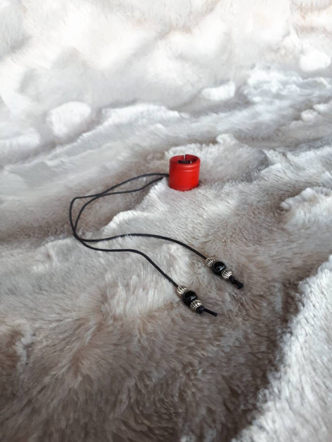 Red Leather Beard Cuff With Beaded Cord - Etsy