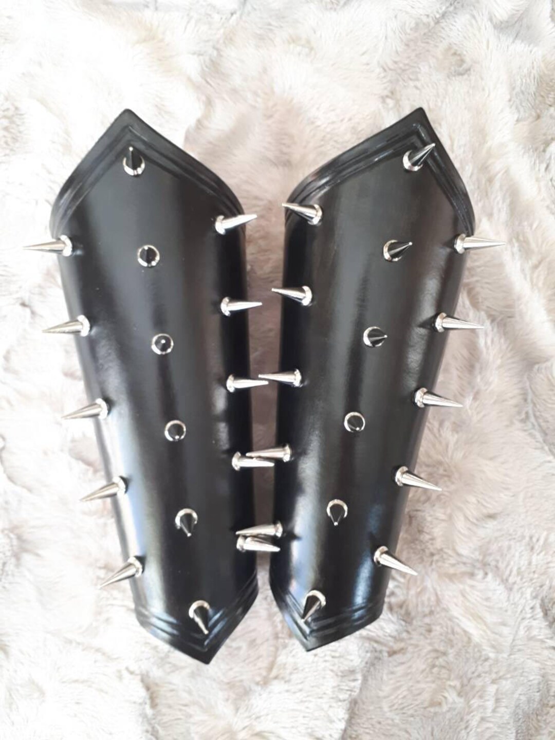 Mens Black Leather Spiked Bracers - Etsy