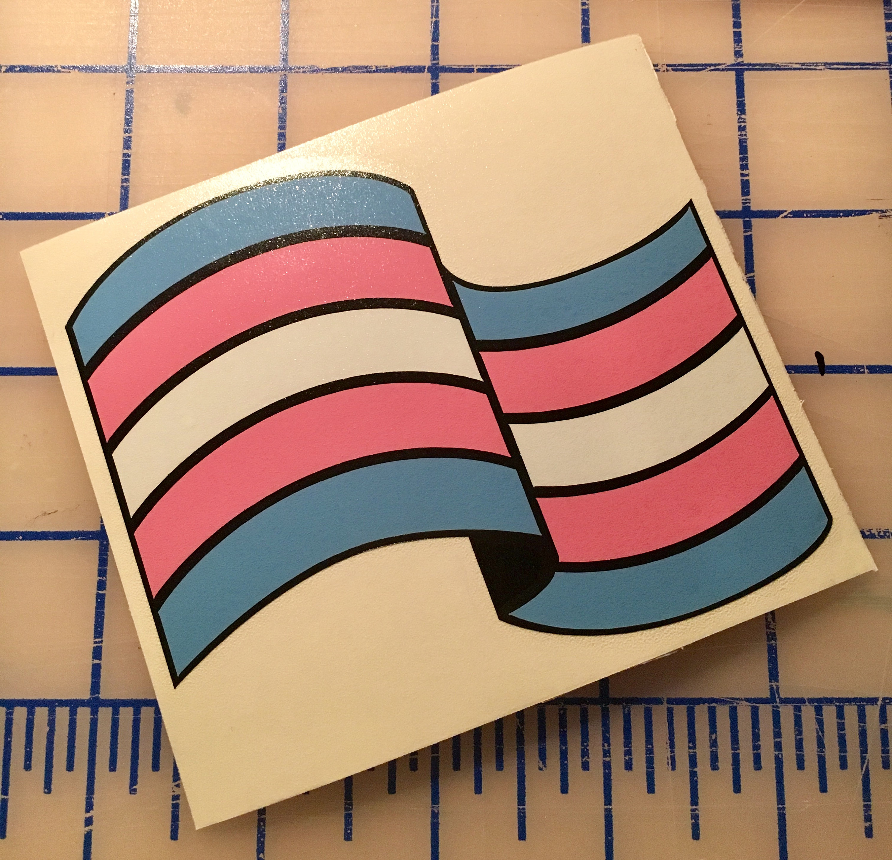 Trans Flag Decal Colour on Black | Etsy