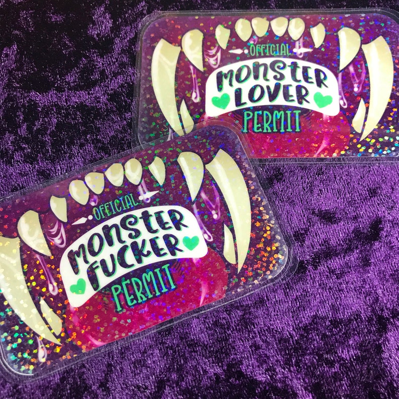 Monster Lover/ Fker Permit Laminated Holographic - Etsy