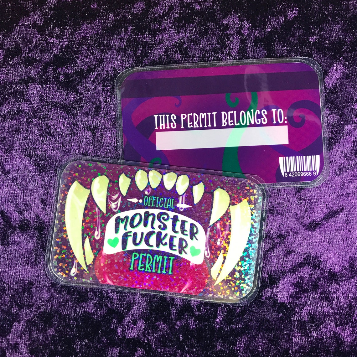 Monster Lover/ Fker Permit Laminated Holographic - Etsy