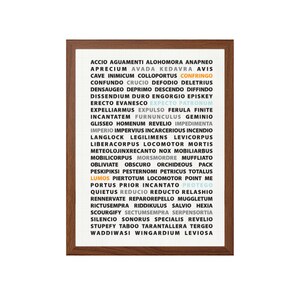 Harry Potter | Spells Poster : Modern Typography Art Wall Decor Print 8 ...