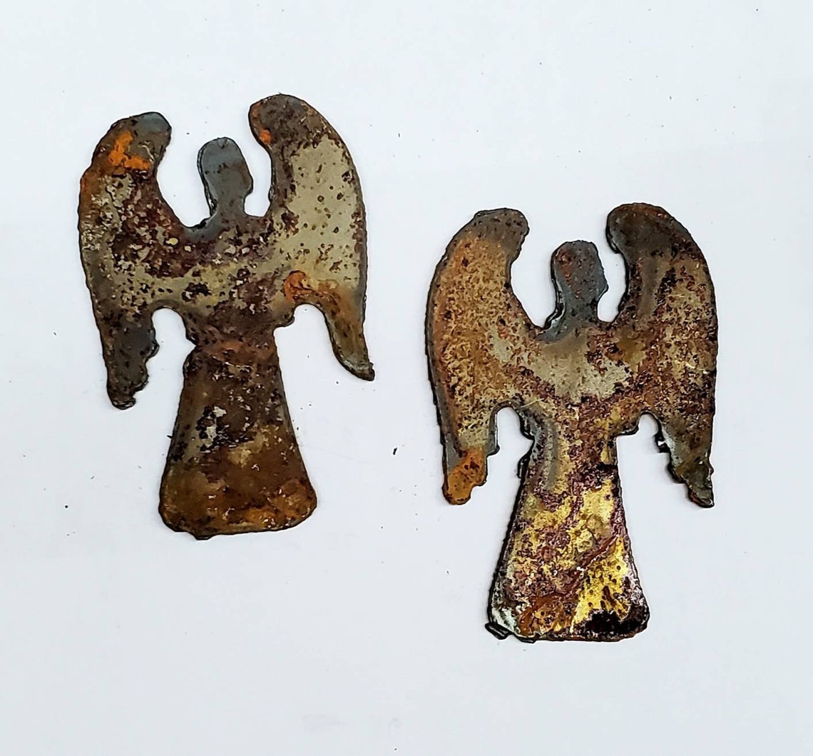 Lot Set of 2 Angels With Wings 3 Inch Rough Rusty Metal Steel - Etsy