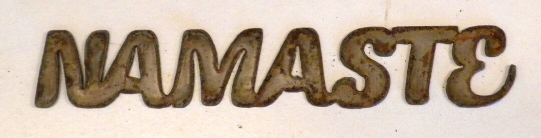 8 Inch Word NAMASTE Script Style Rusty Vintage Metal Steel Wall Art ...