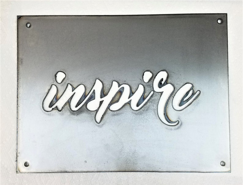 12 X 9 Inch 'INSPIRE' Metal Steel Wall Art Ornament | Etsy