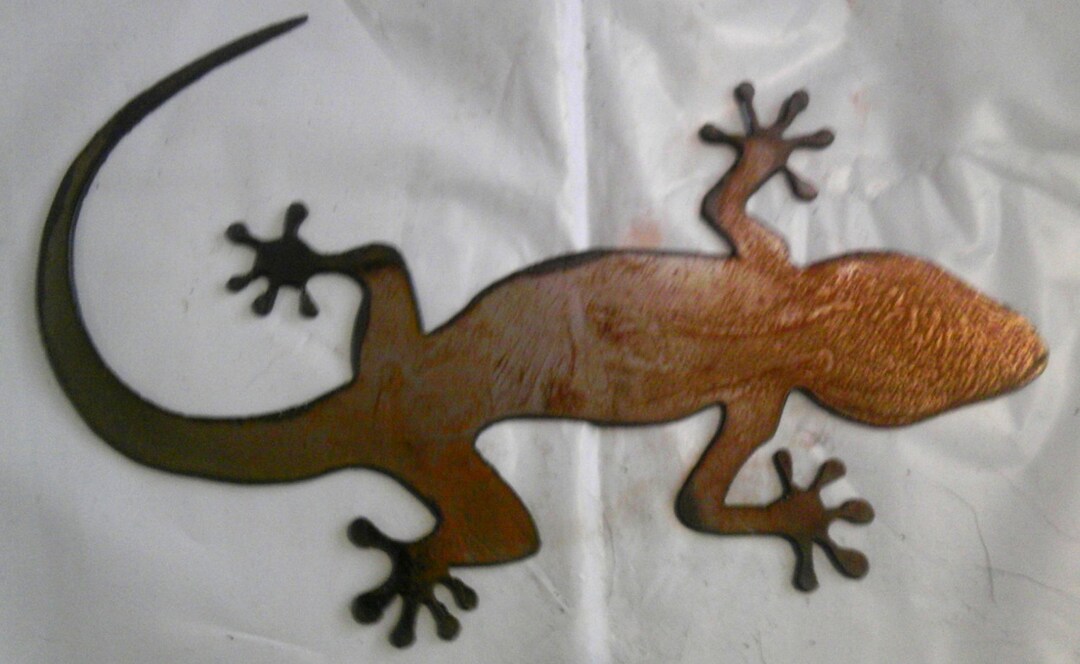 8 Inch Lizard Gecko Rusty Rustic Vintage Antique-y Metal Art Ornament ...