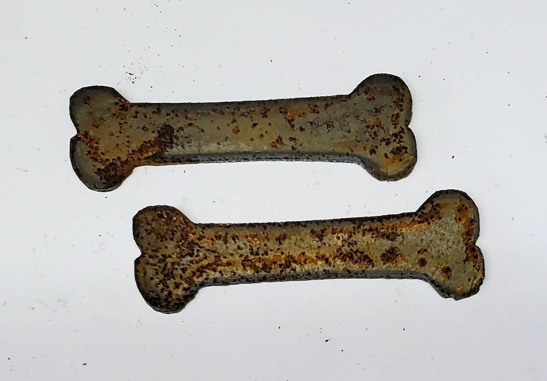 Lot Set of 2 Dog Bone Shape 3 Inch Rusty Vintage Antique-y Metal Steel ...