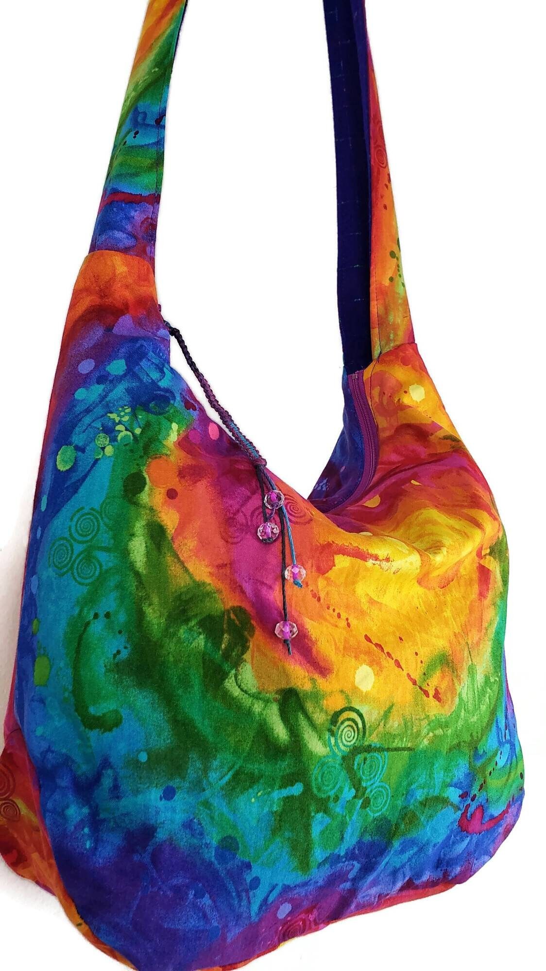 Rainbow Hobo Bag Hobo Bag With Zipper Rainbow Purse Hippie | Etsy