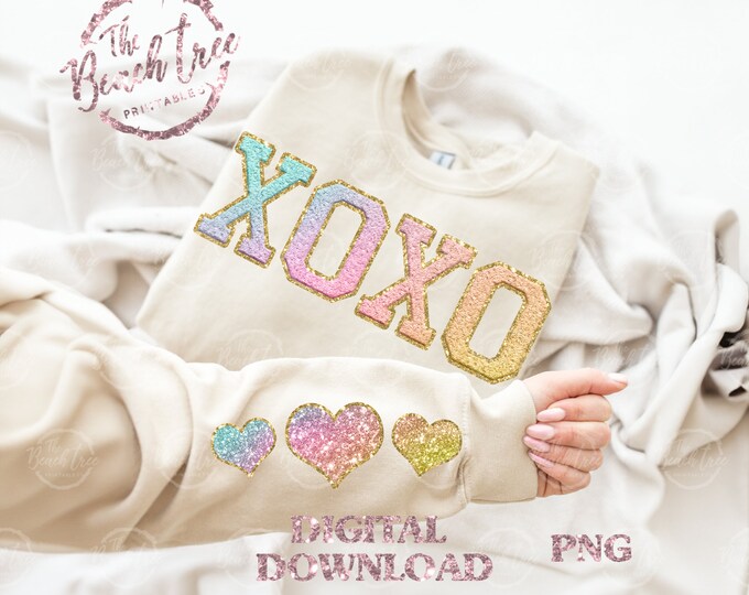 XOXO Faux Chenille Png, XOXO Varsity Letter Png, XOXO Chenille Glitter ...