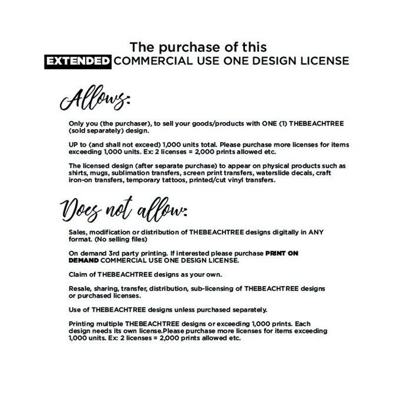 Commercial Use Extended License for Single Design - Etsy