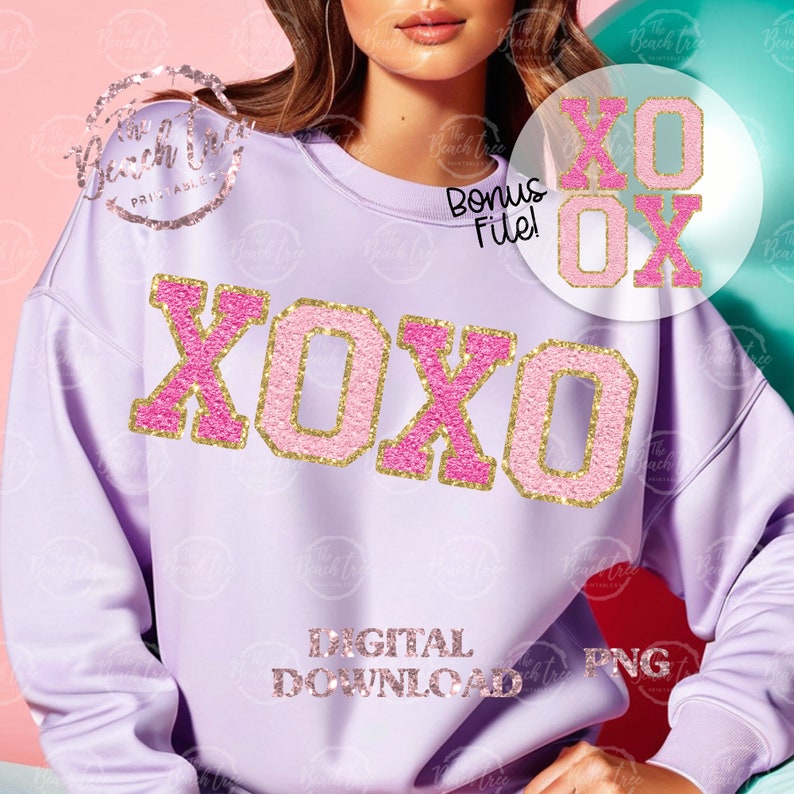 XOXO Faux Chenille Png, XOXO Varsity Letter Png, XOXO Chenille Glitter ...