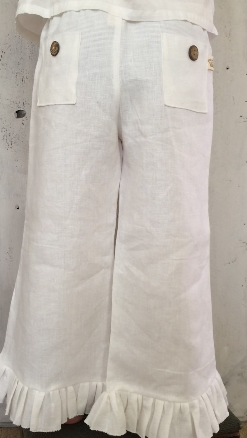 Girls White Linen Pants - Etsy