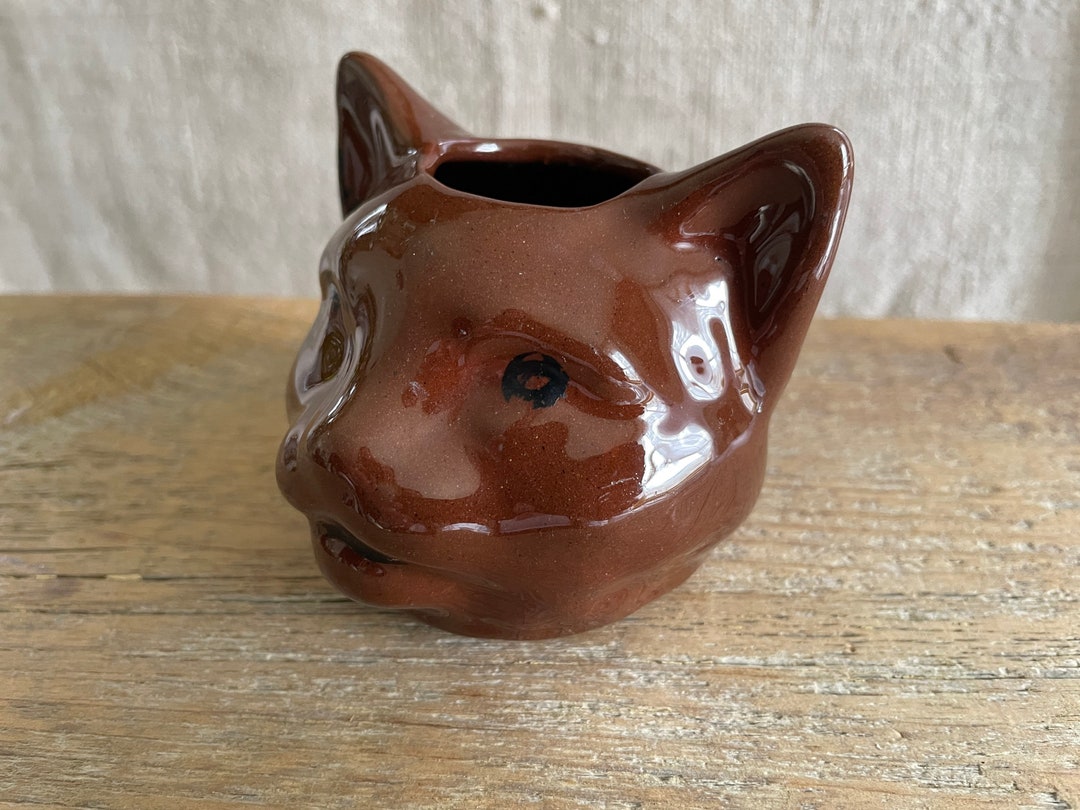 Antique Redware Cat Head Match Holder - Etsy