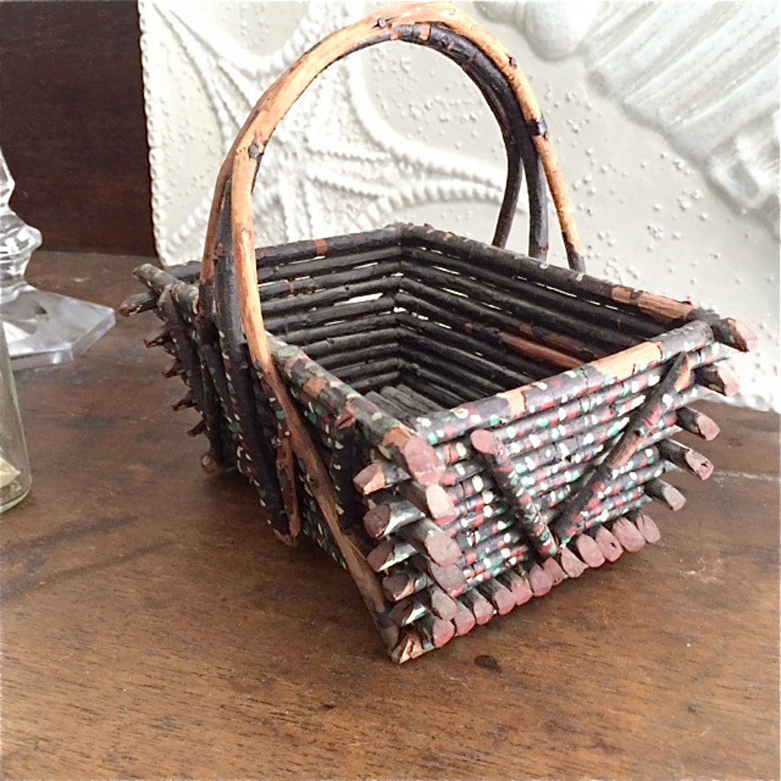Late 19th C Rustic Twig Basket - Etsy