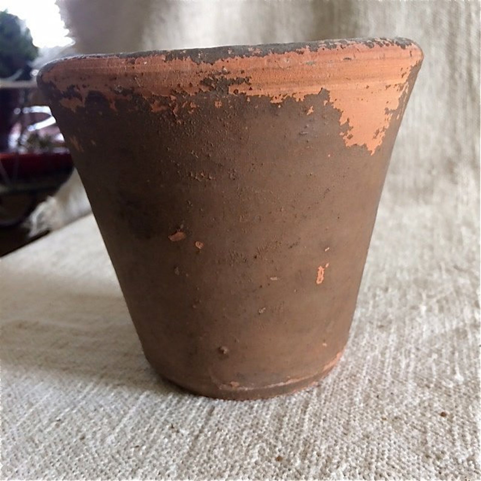 Antique Redware Flower Pot - Etsy