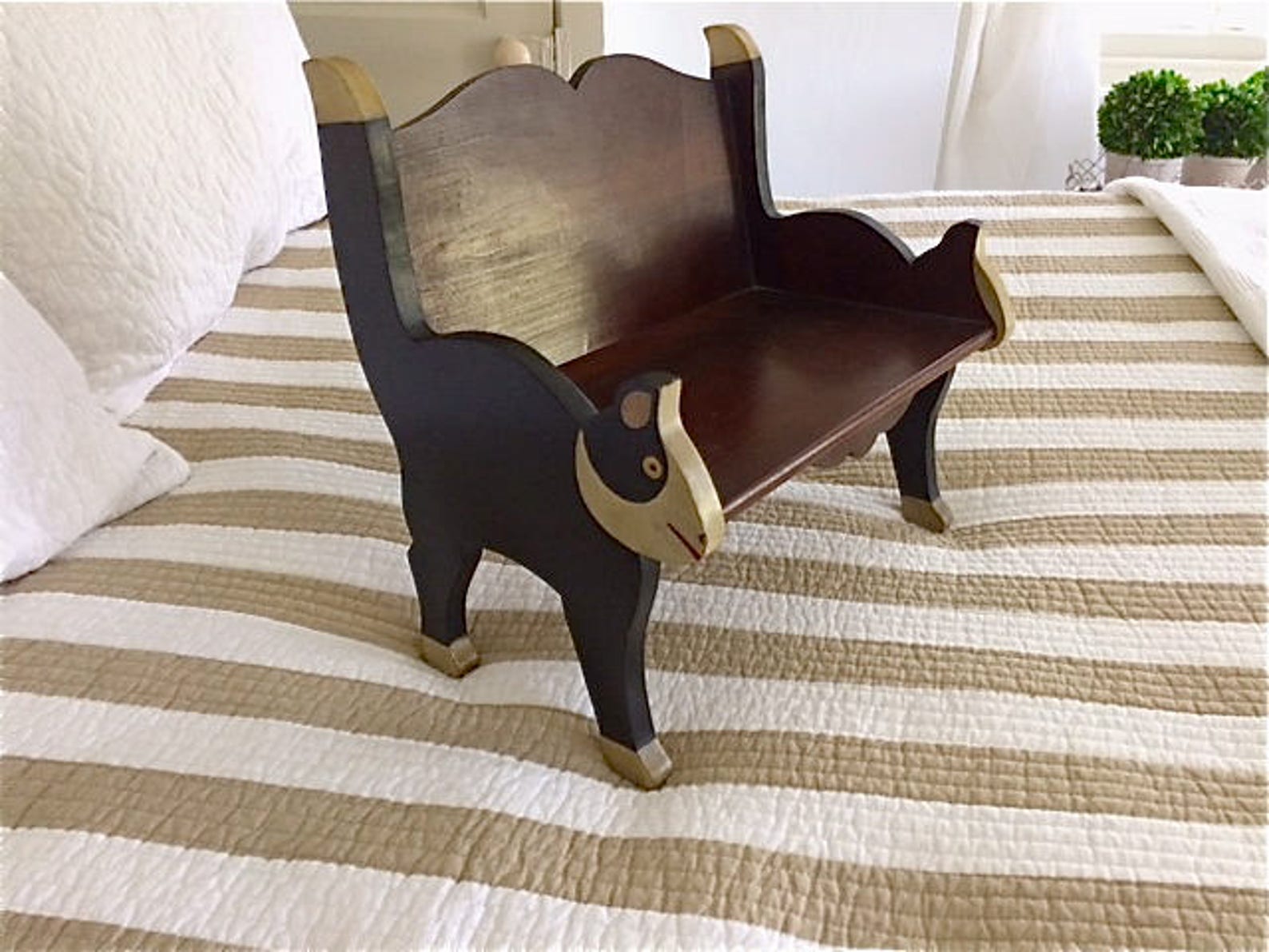 Antique Cat Bench Folk Art AAFA - Etsy