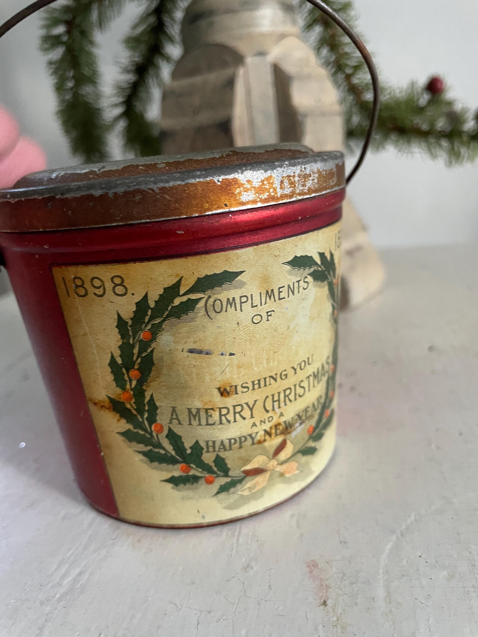 Antique Mini Christmas Lard Pail - Etsy