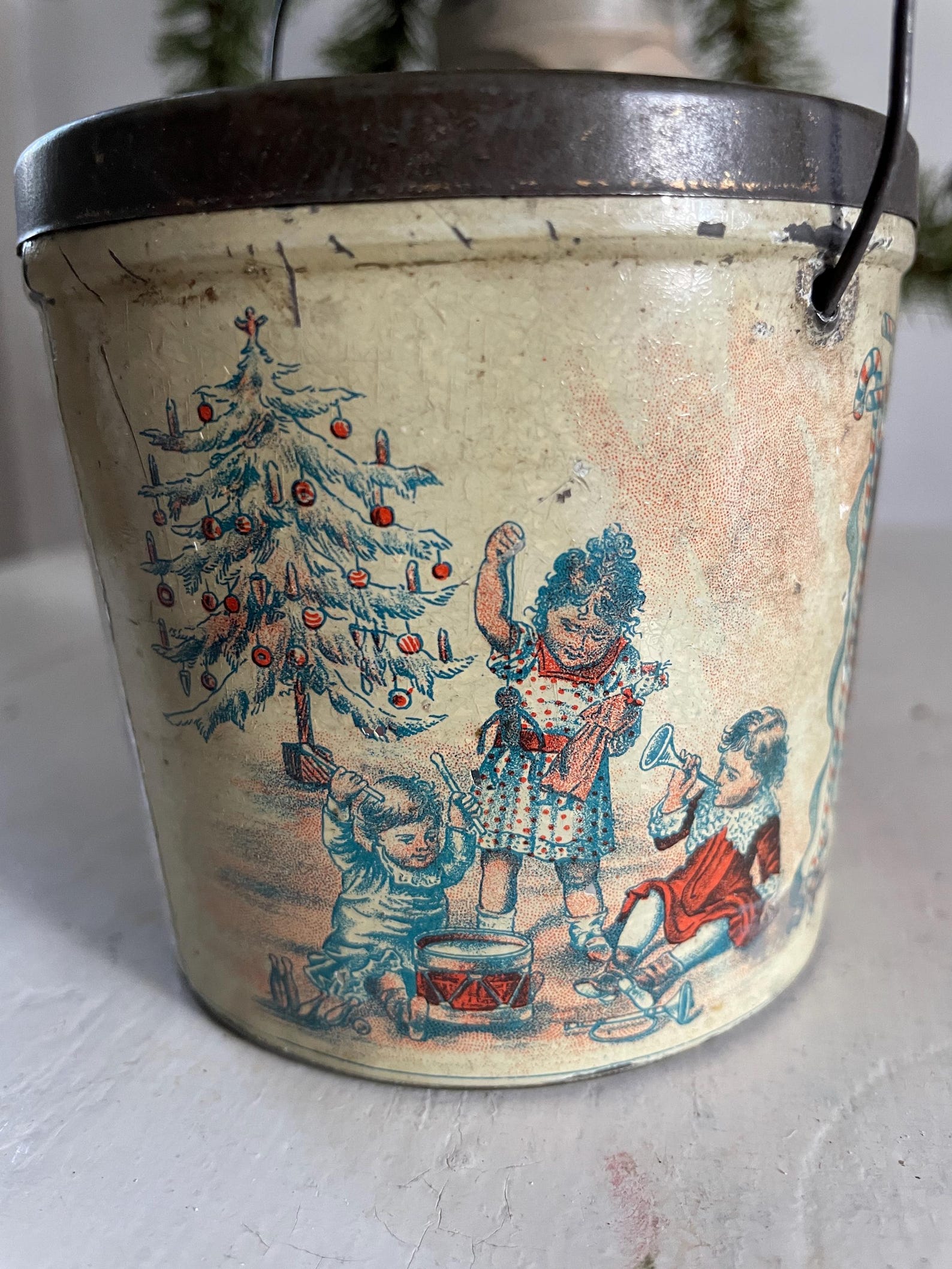Antique Mini Christmas Latd Pail - Etsy