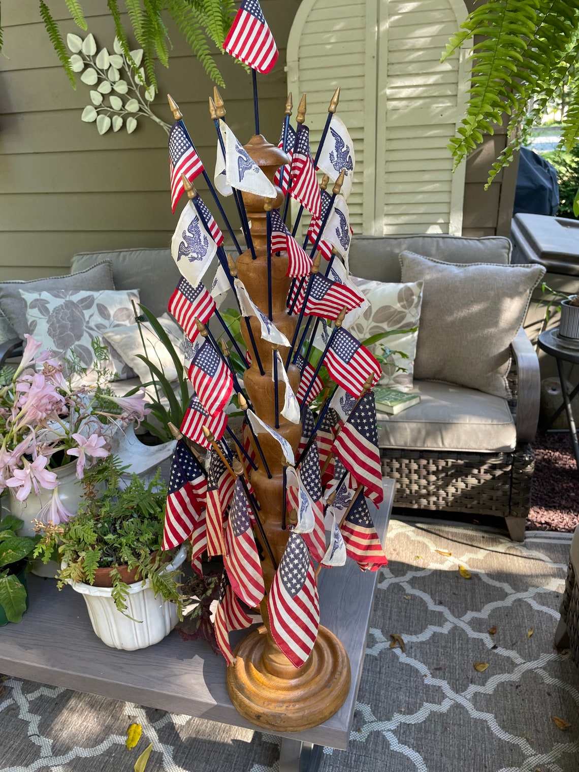 Antique Flag Holder and Flags - Etsy