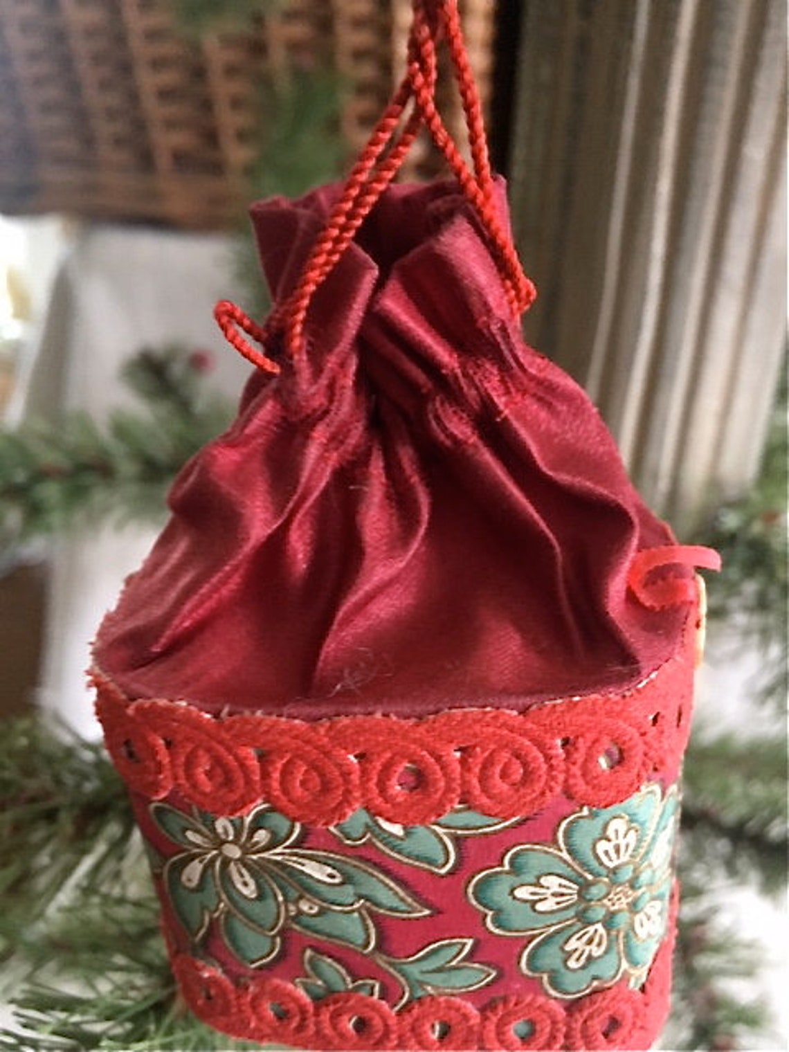 Antique Wall-paper Covered Candy Box ; Dresden for Christmas Tree - Etsy