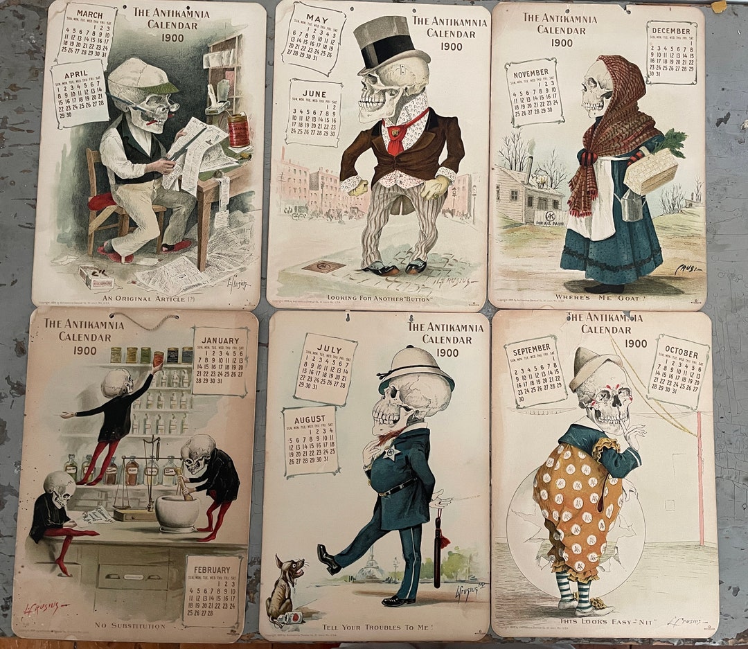 Antique Calender With Skeletons the Antikamnia Calender - Etsy