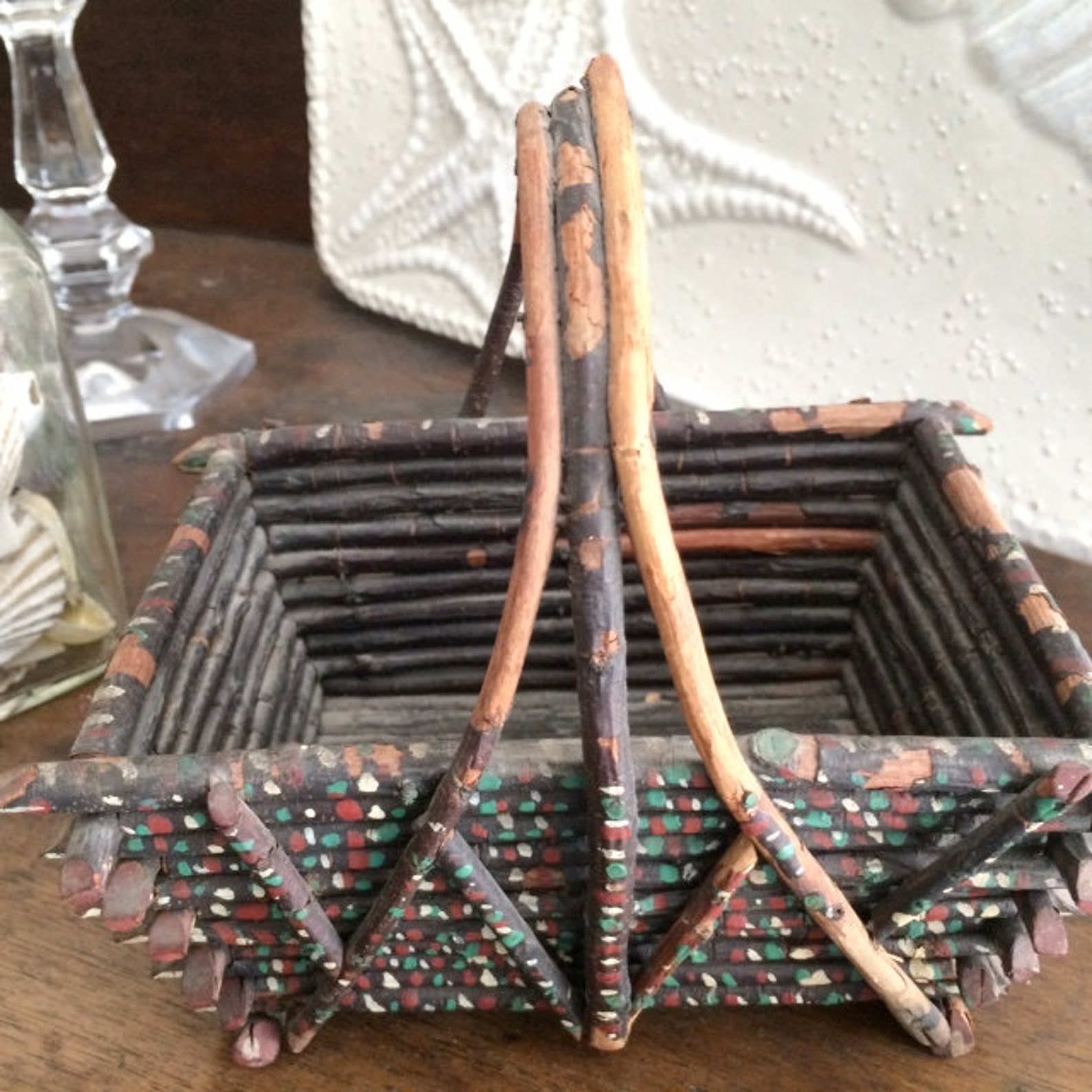 Late 19th C Rustic Twig Basket - Etsy