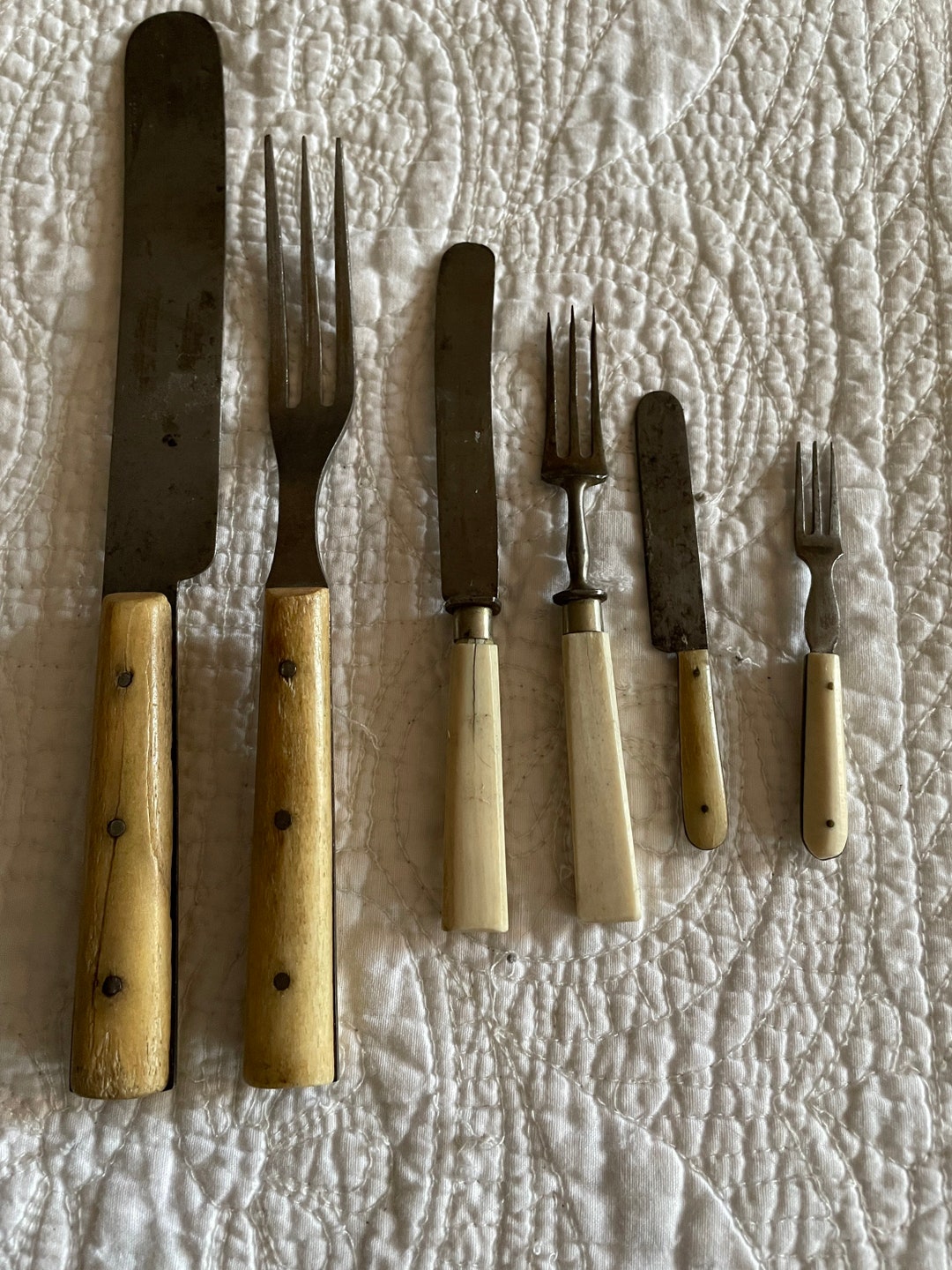 Antique Bone-handled Knives and Forks - Etsy