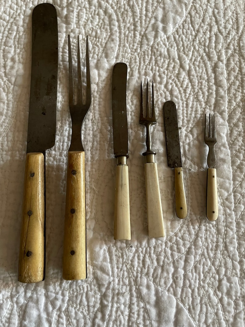 Antique Bone-handled Knives and Forks - Etsy