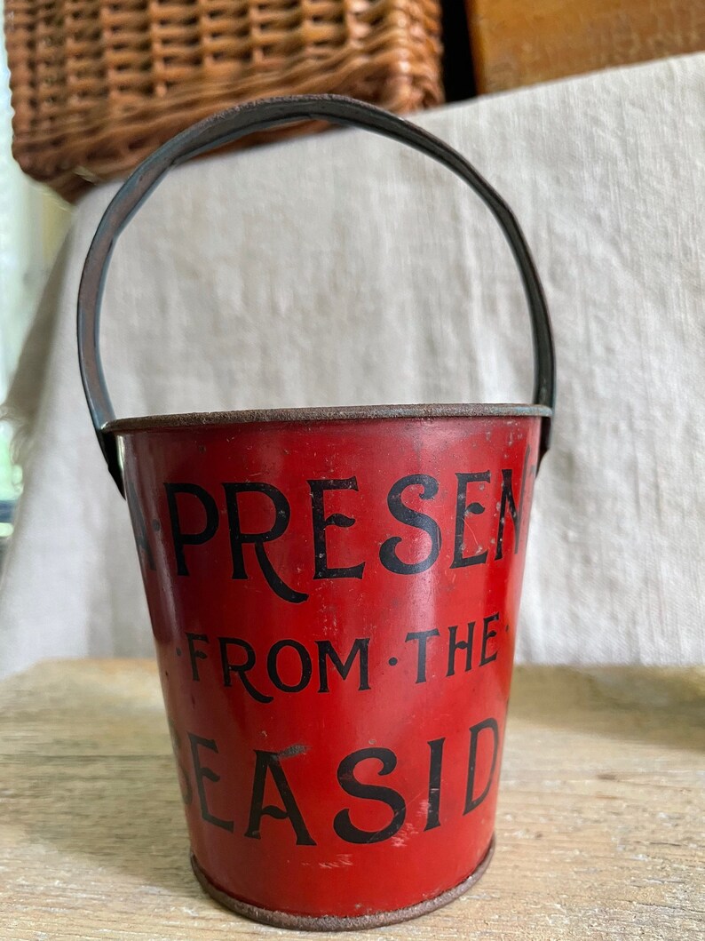 Antique Childs Sand Pail A Present From the Seaside - Etsy