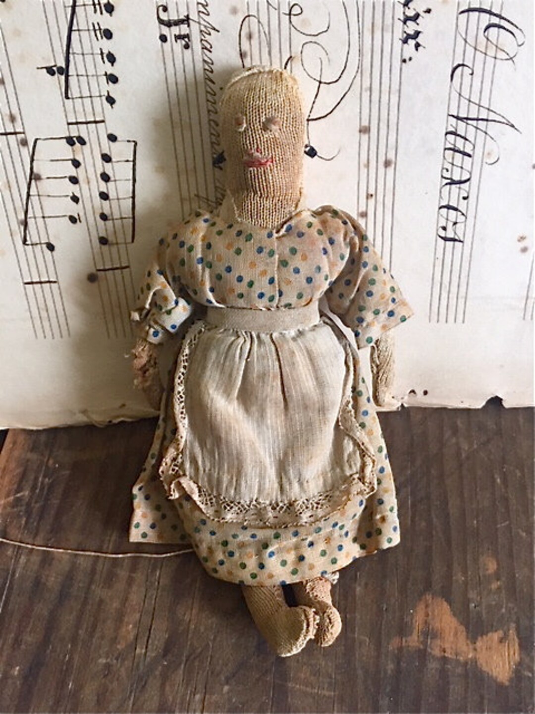 Antique Primitive Cloth Doll Tiny Size - Etsy