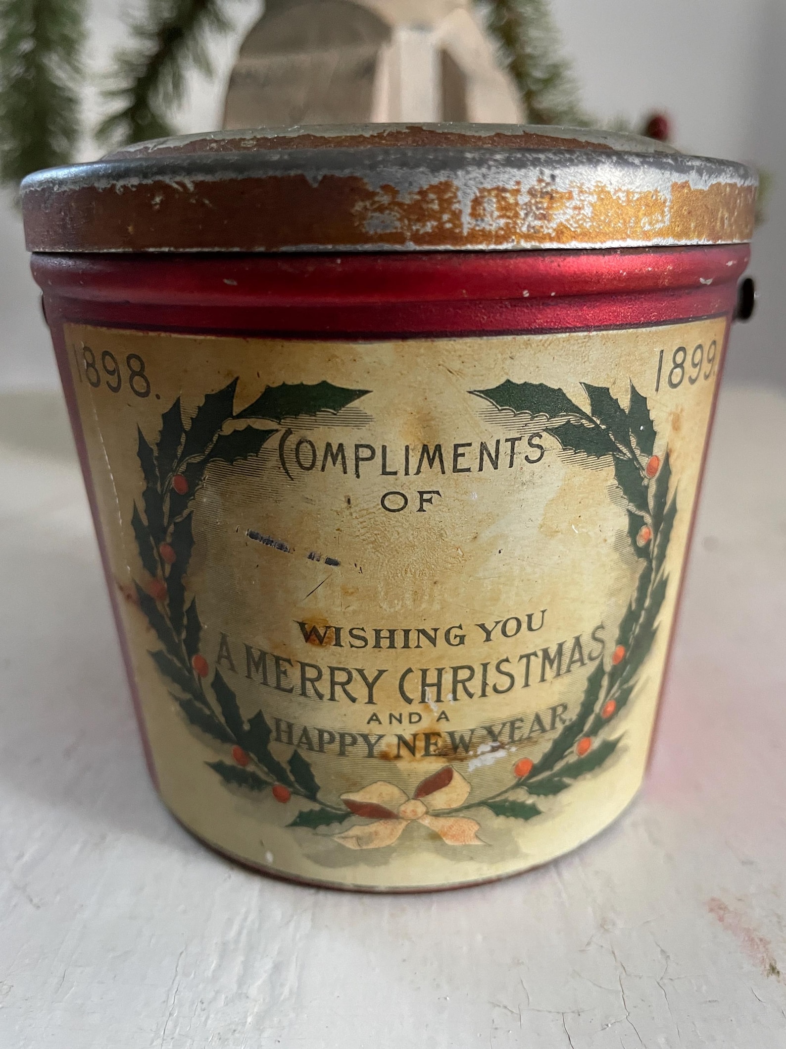 Antique Mini Christmas Lard Pail - Etsy