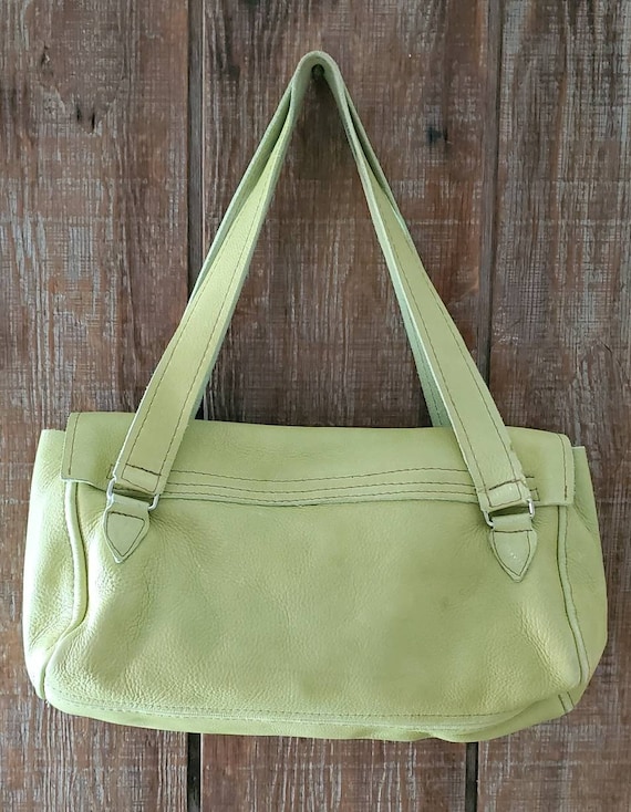 Vintage Leather Lime Green Floral Purse/Bag - Gem
