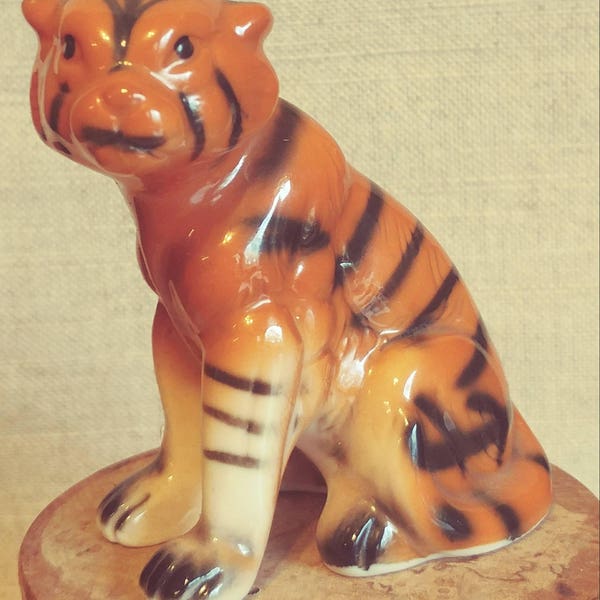 Porcelain Tiger Figurine - Etsy