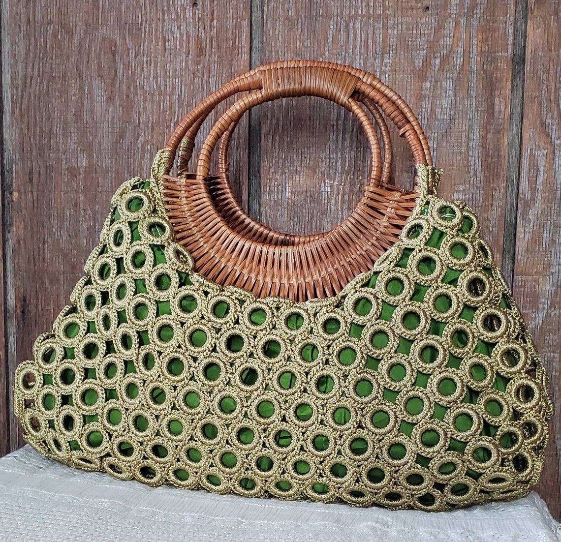 Vintage Crotched Wicker Boho Style Bag - Etsy