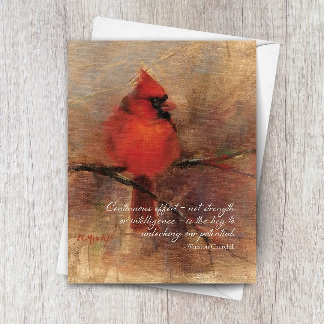 Cardinal Note Card Featuring an Inspirational Quote on Front and Blank ...