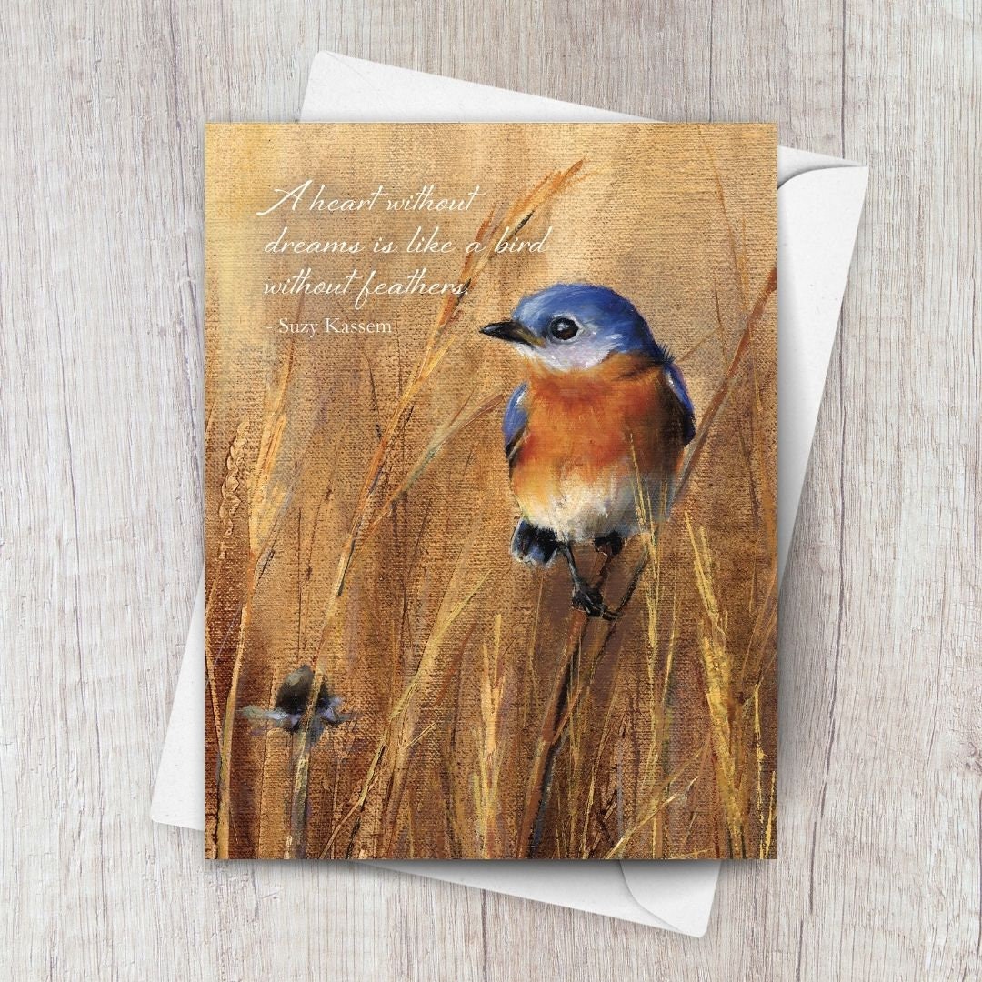 Bluebird Note Card Featuring an Inspirational Quote on Front and Blank ...