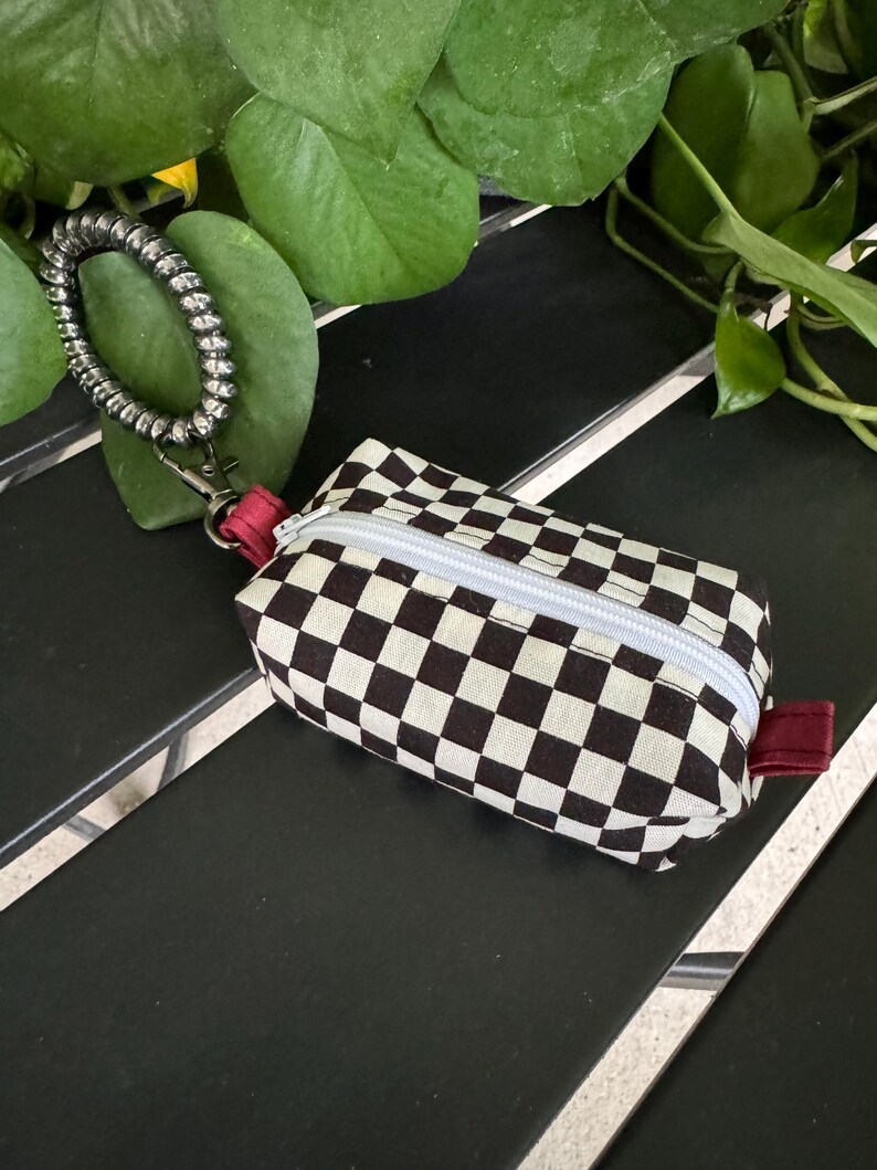 Mini Boxy Bag Checker Print With Dark Red Lining limited Quantity - Etsy