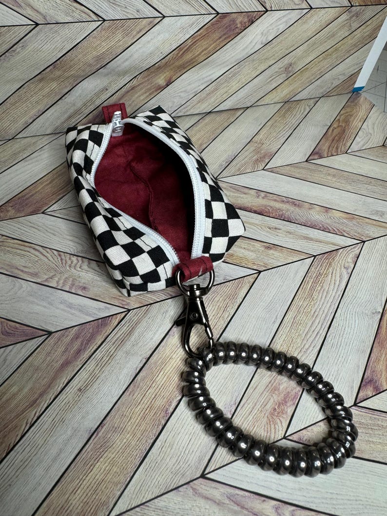 Mini Boxy Bag Checker Print With Dark Red Lining limited Quantity - Etsy