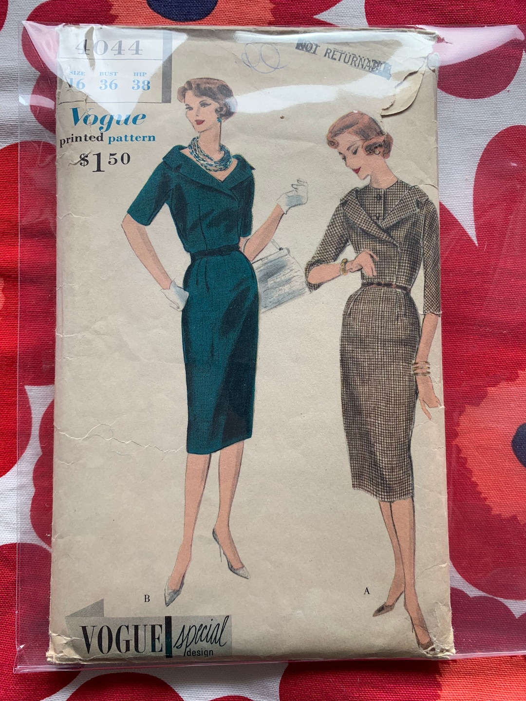 1950s Vogue 4044 Dress & Jacket Sewing Pattern, Bust 36 - Etsy