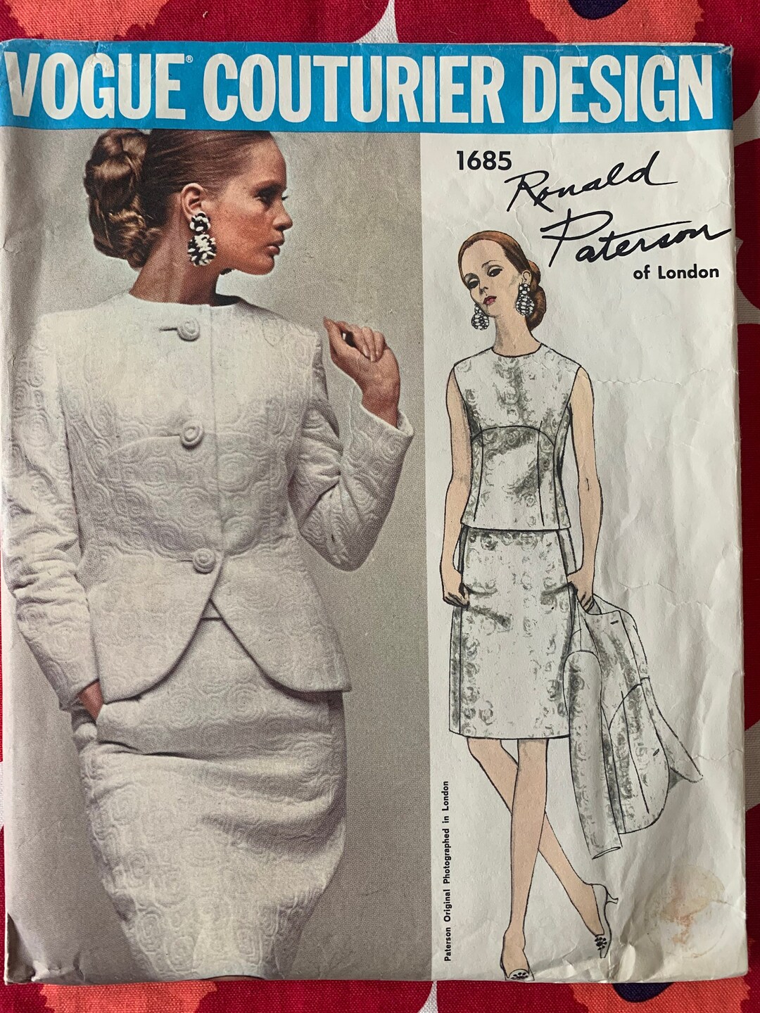 1960s 60s Original Vintage Sewing Pattern Vogue Couturier Design 1685 ...